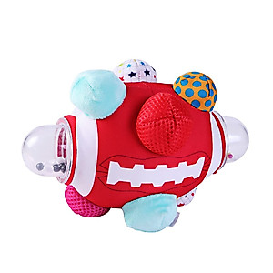 The Season Toys Football Bumpy Ball for Baby Cognitive Developmental, Baby Boys & Girls – Newborn to 36 Months Sensory Football Rattle Toy, Red