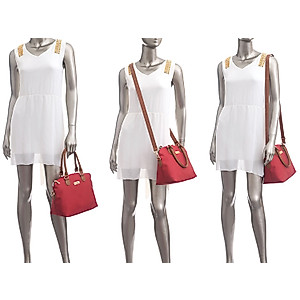 NNEE Water Resistance Nylon Top Handle Satchel Handbag with Multiple Pocket Design - Red