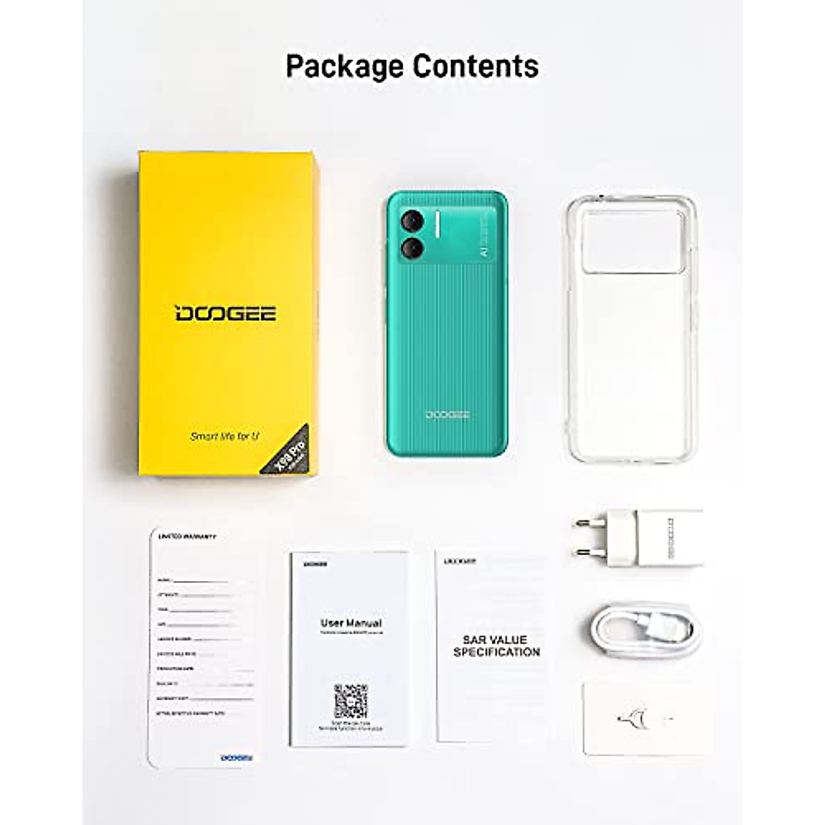 DOOGEE Android Phone 2023, X98 PRO 9GB+64GB Android 12 Cell Phones, Helio G25 Octa Core, Dual 4G Phones Unlocked, 6.5" FHD+ Display Smartphone, 4200mAh, Face ID, T-Mobile, US Version