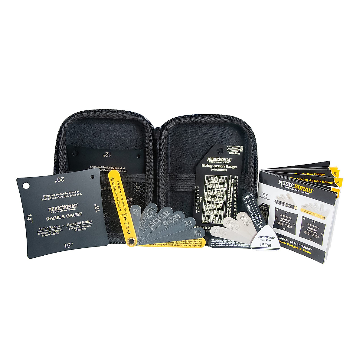 MusicNomad KEEP IT SIMPLE, SETUP (KISS)™ Starter Kit Bundle - 6 pc. Gauge Set, 26 pc. Guitar Tech Tool Set, 11 pc. Truss Rod Wrench Set (MN609)
