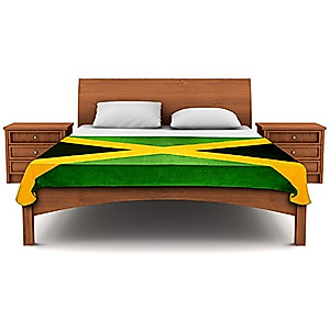 Fuzzy FlagsTM Fleece Jamaican Flag Blanket - 80-inch x 50-inch Oversized Flag of Jamaica Travel Throw Cover