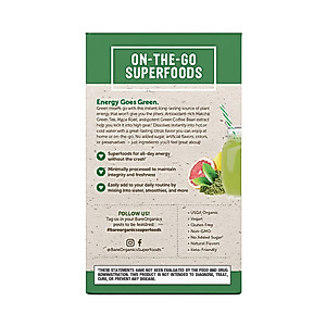 BareOrganics On-The-Go Energy Superfood Water Enhancer — Organic Energy Drink Mix, Set of 12 Packets
