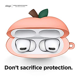 elago Peach Case Compatible with Apple AirPods Pro Case, 3D Cute Design Case Cover with Keychain, Supports Wireless Charging (Peach) [US Patent Registered]
