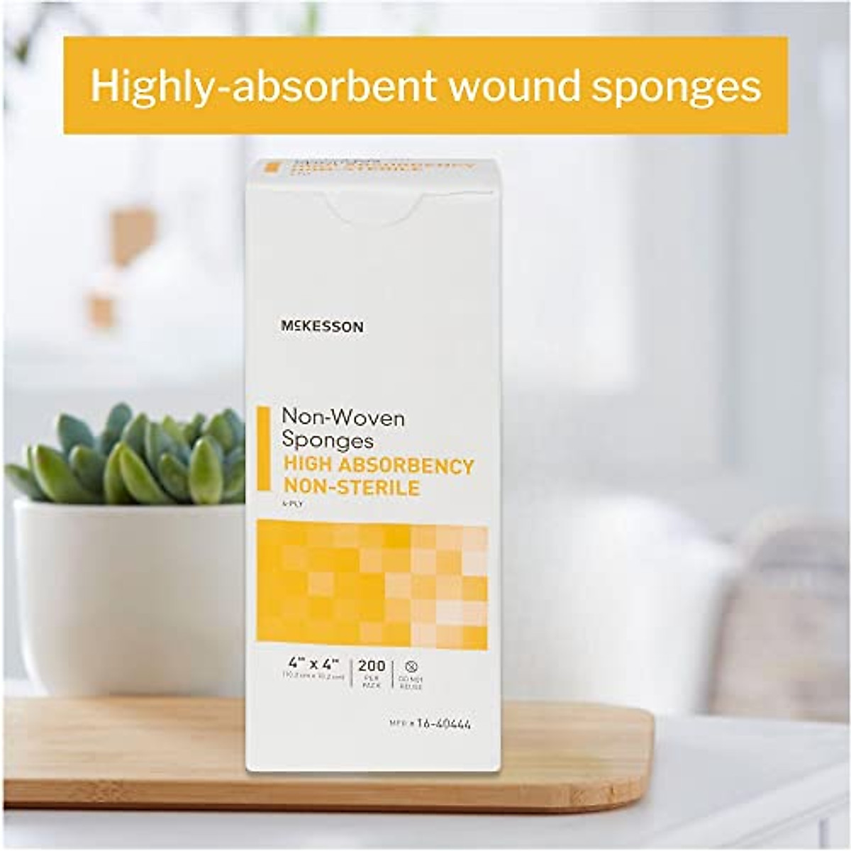 McKesson Non-Woven Sponges, Non-Sterile, 4-Ply, High Absorbency, Polyester/Rayon, 4 in x 4 in, 200 Per Pack, 10 Packs, 2000 Total