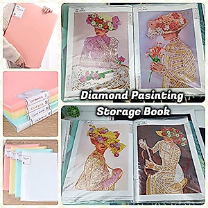 A3 30 Pags Diamond Painting Storage Book,Clear Pockets Art Plastic Sleeves Protectors,Large Portfolio Folder,Artwork Report Sheet Letter Storage, Binder for Artist,Photo Album Refill Pag