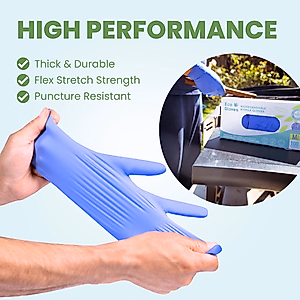 Eco Gloves Eco-friendly Biodegradable Nitrile Disposable Gloves, Powder Free, Latex Free | Food Prep, Beauty, Tattoo, Cleaning 100PCS/Box (Pack of 100, Medium)