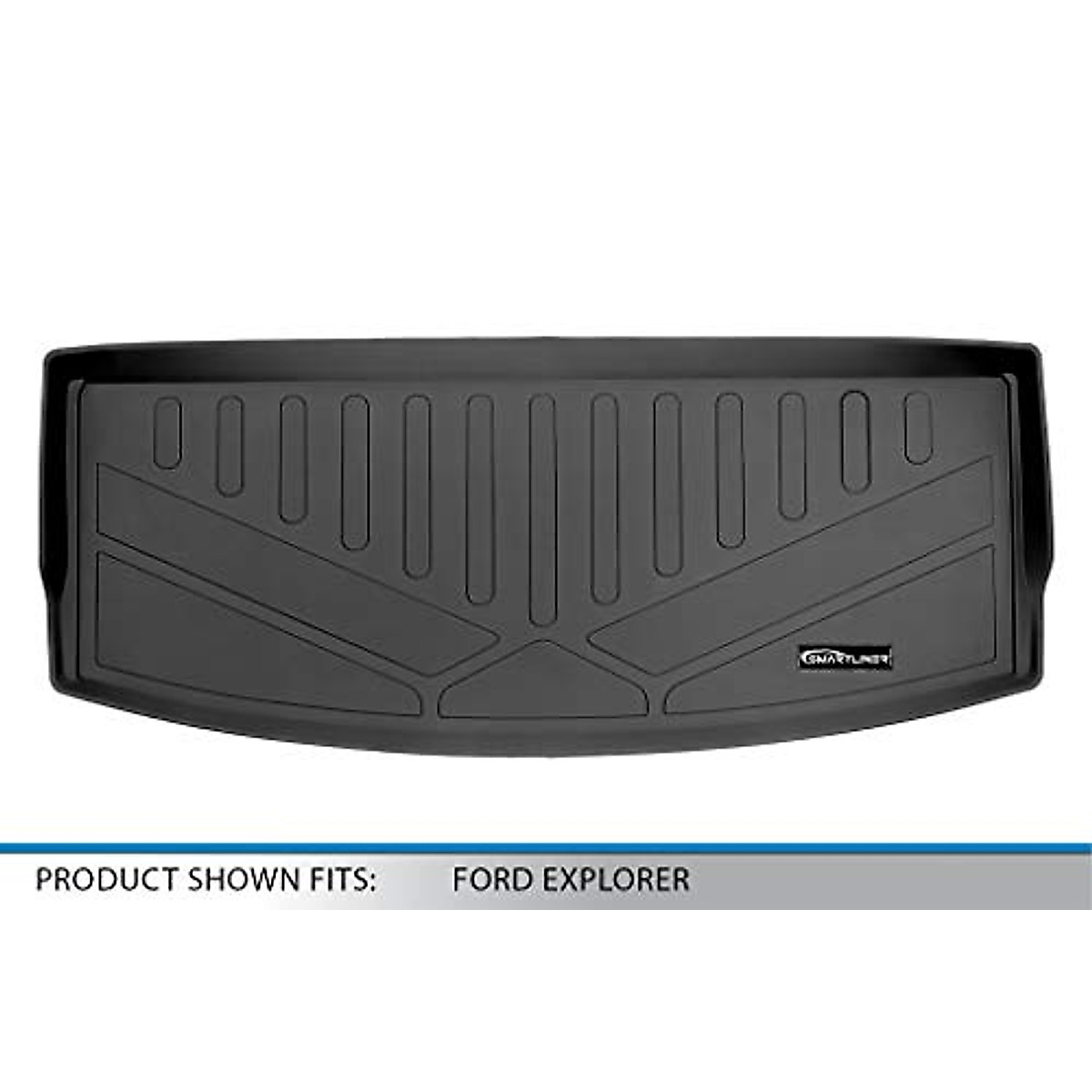 SMARTLINER All Weather Custom Cargo Trunk Liner Floor Mat Behind 3rd Row Black Compatible with 2020-2023 Compatible with Ford Explorer