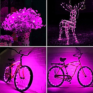 RUICHEN USB Fairy Lights 20 Ft 120 LED String Lights with On/Off Switch, Waterproof Copper Wire Lights for Bedroom Wall Ceiling Wreath Christmas Easter Valentines Day Wedding Party (Pink)