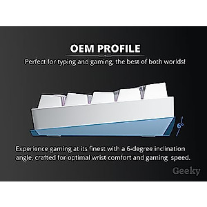 Geeky GK61 60% | Hot Swappable Mechanical Gaming Keyboard | 61 Keys Multi Color RGB LED Backlit for PC/Mac Gamer | ANSI US American Layout (White, Mechanical Red)