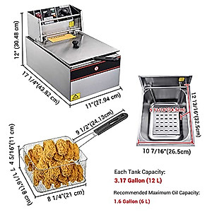 WeChef Electric Deep Fryer with Basket 2500W 12.7 Qt Countertop Stainless Steel Frying Machine Commercial Home Chicken Funnel Cake Bar