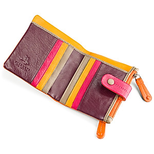 Visconti Mojito M77 Multi Colored Soft Leather Compact Wallet/Purse 3.5" x 4.3" (Orange Multi)