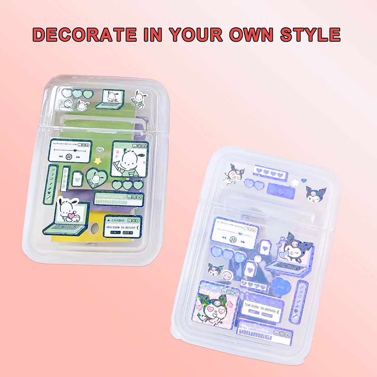 Neffliwe 2 Pack Clear Polypropylene Mini Storage Containers Box for Kpop Photocard Sleeves Sticker Organizer Case with Lid for Lomo Cards Craft Stickers (3.2" W x 4.8L x 2" H)