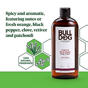 BULLDOG Mens Skincare and Grooming Body Wash Vetiver & Black Pepper, 16.9 Fluid Ounce