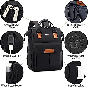 Women Computer Backpack Nurse Bags: 15.6 Inch Laptop Backpack with USB Charger for College High School Travel Business Carry on Bookbag for for Teens Girls Women Students Gift