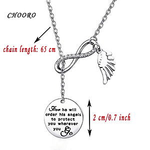 CHOORO Bible Verse Keychain For He Will Order His Angels to Protect You Wherever You Go Religious Jewelry Christian Gift (for he will order yn)