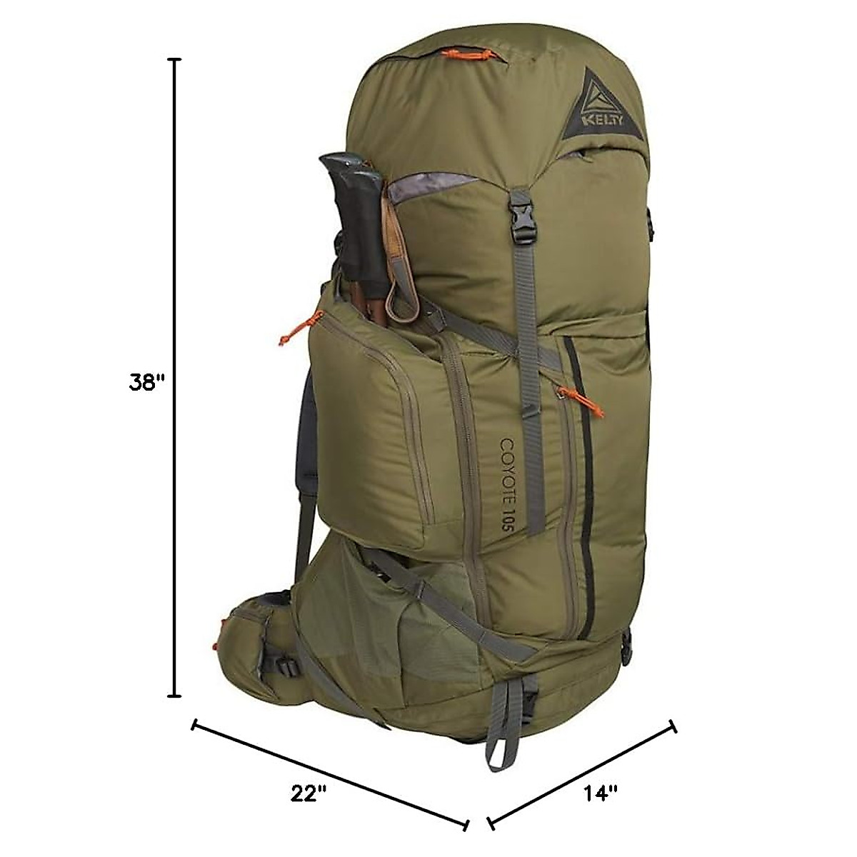 Kelty Coyote 60-105 Liter Internal Frame Backpack - Hiking, Backpacking, Travel, Hydration Compatible, Fully Adjustable (105L / Lyons Blue)