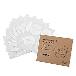 Geesta Reusable Aluminum Foil Seals Lid Compatible with Nespresso Vertuoline Capsule-120 Pcs (120 PCS)