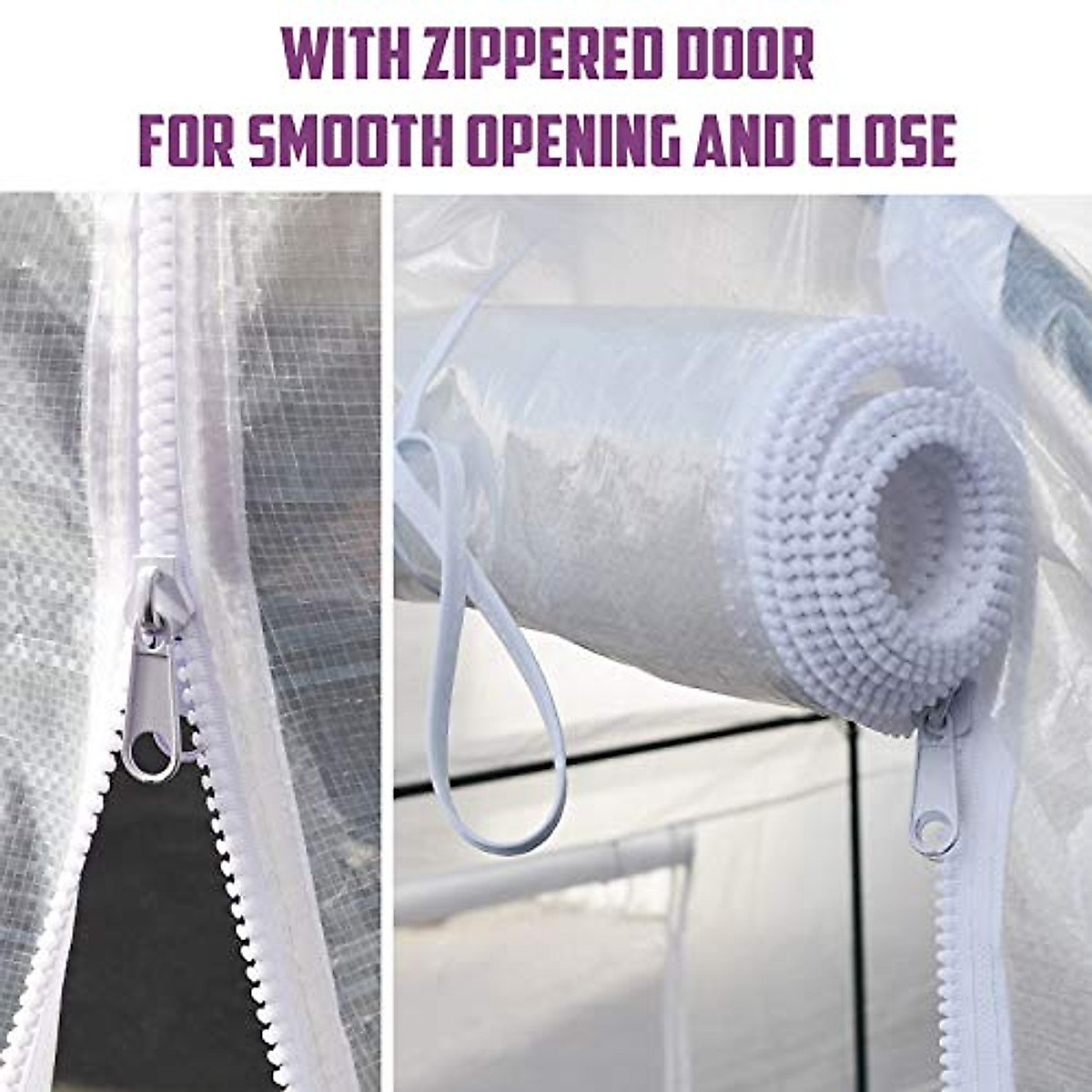 YardGrow Half Transparent Walk-in Plant Greenhouse Heavy Duty Garden Tunnel Tent with ABS Clamps (16'X7'X7')