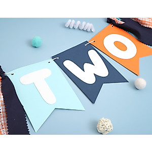 Two High Chair Banner Garland - Boys 2nd Birthday Party Decorations,2nd Birthday Highchair Banner,Baby Cartoon Game Party Decor,Puppy Two Birthday Ribbon Baby Showes