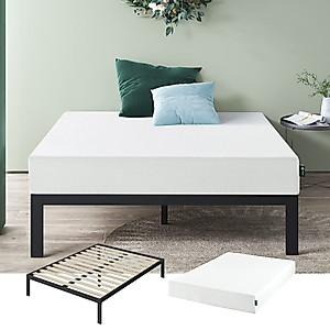 ZINUS 8 Inch Green Tea Memory Foam Mattress and Mia Platform Bed Frame Set / Bed and Mattress Set / No Box Spring Needed / Mattress in a Box, King