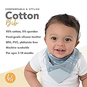 BooginHead Cotton Baby Drool Bibs, Teething Bib and Pacifier Holder Bib, Blue Arrows