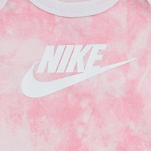 Nike Baby Girls Tie Dye Bodysuit, Bootie and Hat 3 Piece Set (Pink(NN0646-A9Y)/White, 0-6 Months)