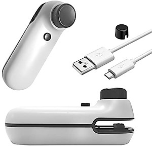 Buddeez Mini Sealer and Cutter, Upgraded 2-in-1 Hand-Held Tthermal Vacuum Sealer, USB Rechargeable, Portable Sealer Kitchen Gadget (White)