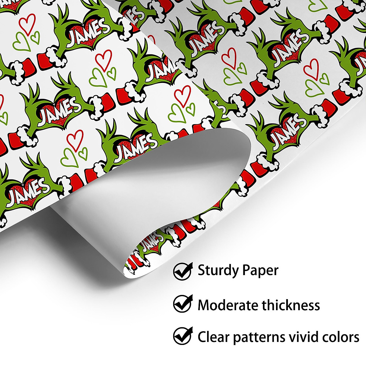 YESCUSTOM Personalized Name Wrapping Paper, 58"x23" Custom Christmas Wrapping Paper Rolls, Christmas Gift Wrap for Him Her Boys Girls Mom Dad