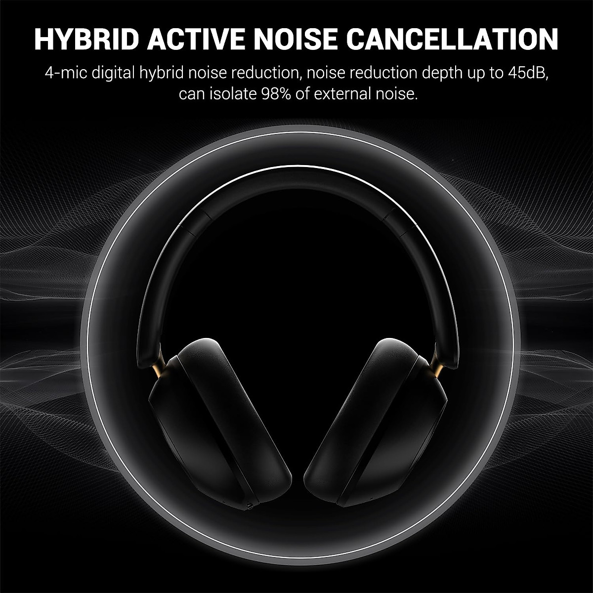 OneOdio Focus A5 Wireless Over-Ear Headphones, Hybrid Active Noise Cancelling, 75H Playtime, Hi-Res LDAC Wireless Audio, Bluetooth 5.4, Built-in Mic for Clear Calls, Low Latency Game Mode