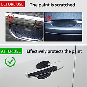 BeautyChen 16PCS Car Door Handle Protector Black Car Handle Cover Car Door Handle Cup Sticker Cover Carbon Fiber Anti-Scratches Protective Films