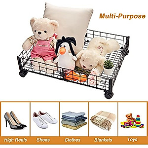 Rula Under Bed Storage with Wheels,Underbed Storage Containers for Bedroom Clothes Shoes Blankets,Under the Bed Shoe Storage Organizer for Bedroom (Black, 2pack)