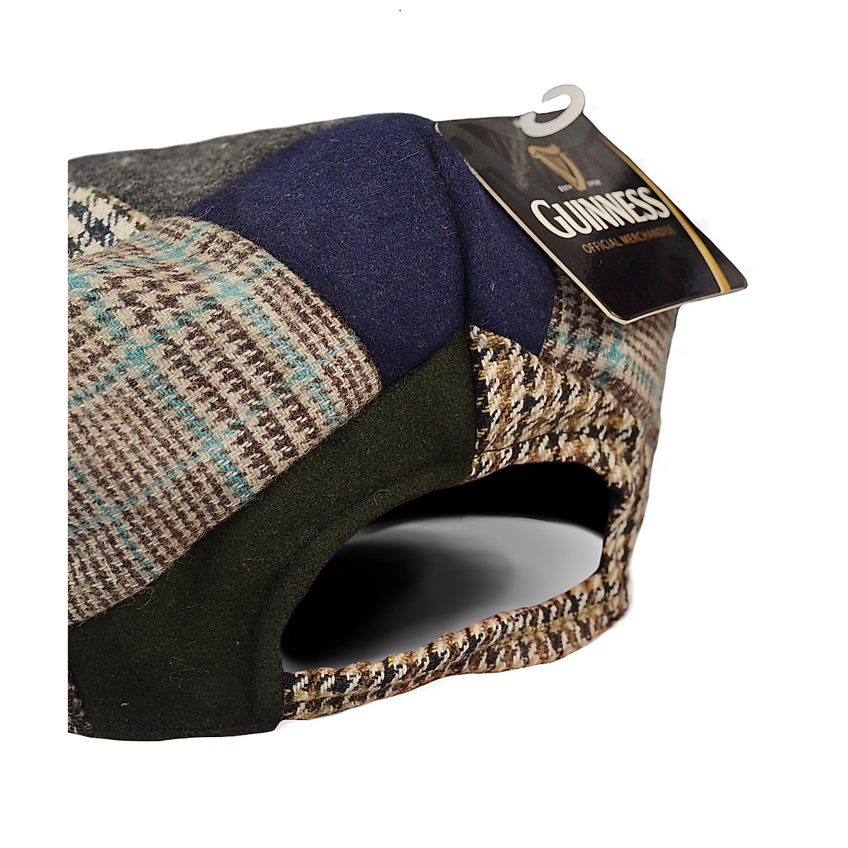 Guinness Patch Tweed Flat Cap - Unisex, Black, Medium