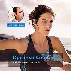 Dnniakm Open Ear Headphones, Wireless Earbuds Bluetooth 5.3 Headphones with ENC Call Noise Cancelling, Immersive Premium Sound Earphones Built-in 4 Mic, Waterproof Open Ear Earbuds with Earhooks