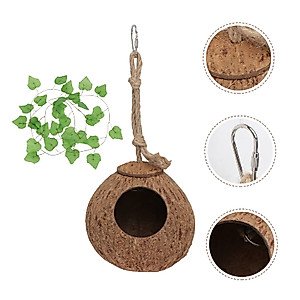 POPETPOP Natural Lizard Nest Kit 2-Piece Pet Villa Nest Vine Cozy Warm Bed for Small Reptiles Semi-Closed for Temperature Retention Pet Enthusiasts