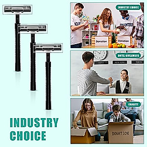 50 Pieces Twin Blade Razors for Men Disposable Razor Stainless Steel Black Travel Shaving Razor Individually Wrapped Razors with Clear Safety Cap for Men Women Shaving Sensitive Skin