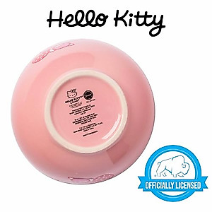 Silver Buffalo Sanrio Hello Kitty Strawberry Milk Japanese Character Ceramic Ramen Rice Bowl with Chopsticks, 20 Ounces, Pink