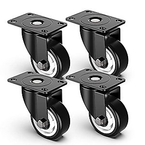3 inch Swivel Caster Wheels, Heavy Duty Plate Casters with no Brakes Total Capacity 1000lbs (Pack of 4)