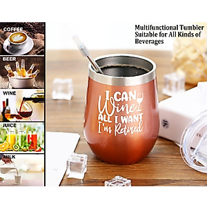 I Can Wine All I Want I'm Retired-Retirement Gifts for Coworker,Boss,Grandma,Teacher,Colleague,Friends,Wife,Mom,Nurse-Gag Goodbye Going Away Gift-Farewell Gift-12oz Tumbler Cup Mug-Christmas Gift