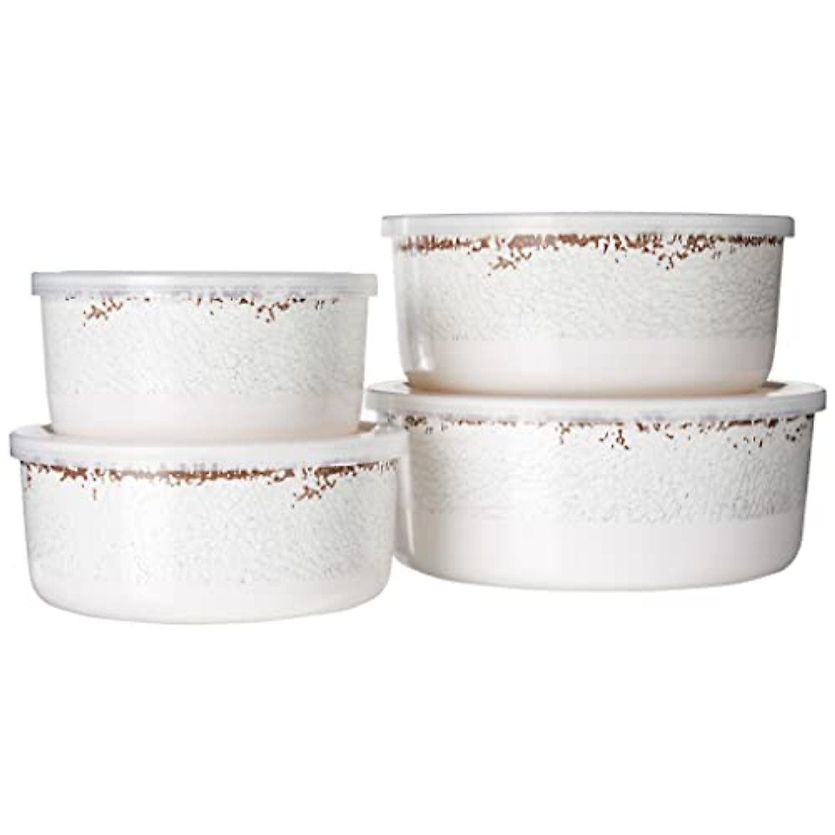 Gibson Home Mauna Melamine 8 Piece Nesting Food Storage Set W/PP Lid- 54OZ, 40OZ, 27OZ, 19OZ – Ice White (135400.08)