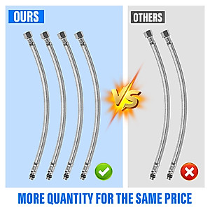 4 Pcs Bathroom Faucet Hose Connector Braided Supply Hose 3/8-Inch Female Compression x M10 Male Connector 304 Stainless Steel Kitchen Sink Faucet Connection (24 inch)