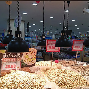 Hanging Food Heat Lamp Infrared Food Warmer Fry Heating Light 250W with Retractable Cord (Dia25cm(Black))