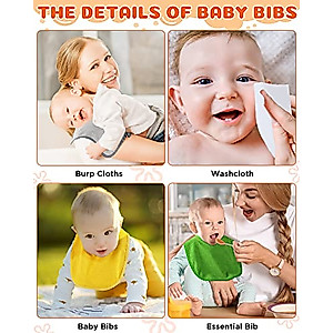 30 Pack Baby Muslin Bandana Drool Bibs for Baby Boys Girls Multicolor Solid Terry Cotton Bibs Unisex Waterproof Baby Feeder Bibs with Fiber Filling Adjustable Newborn Bibs for Teething and Drooling