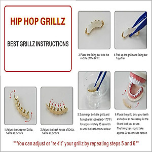 Vpang 18K Gold Plated Hip Hop Teeth Grillz Caps Iced Out CZ Face Diamond Top and Bottom Grillz Set for Men Women (Colorful)