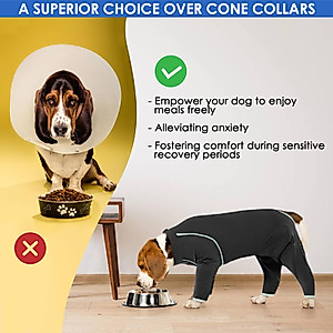 MORVIGIVE Surgical Onesie for Dogs - Grey, XLarge - Dog Surgical Recovery Suit Male, Dog Pajamas with Long Sleeves, Abdominal Wound Bandages Surgical Suit for Female Dogs Spay - Beagle, Corgi