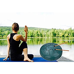 Nanrika Steel Tongue Drum, 12 Inch 13 Note, Percussion Instrument, Hand Pan Drum, With Bag, Music Book, Drumstick and Finger Cover (Malachite)