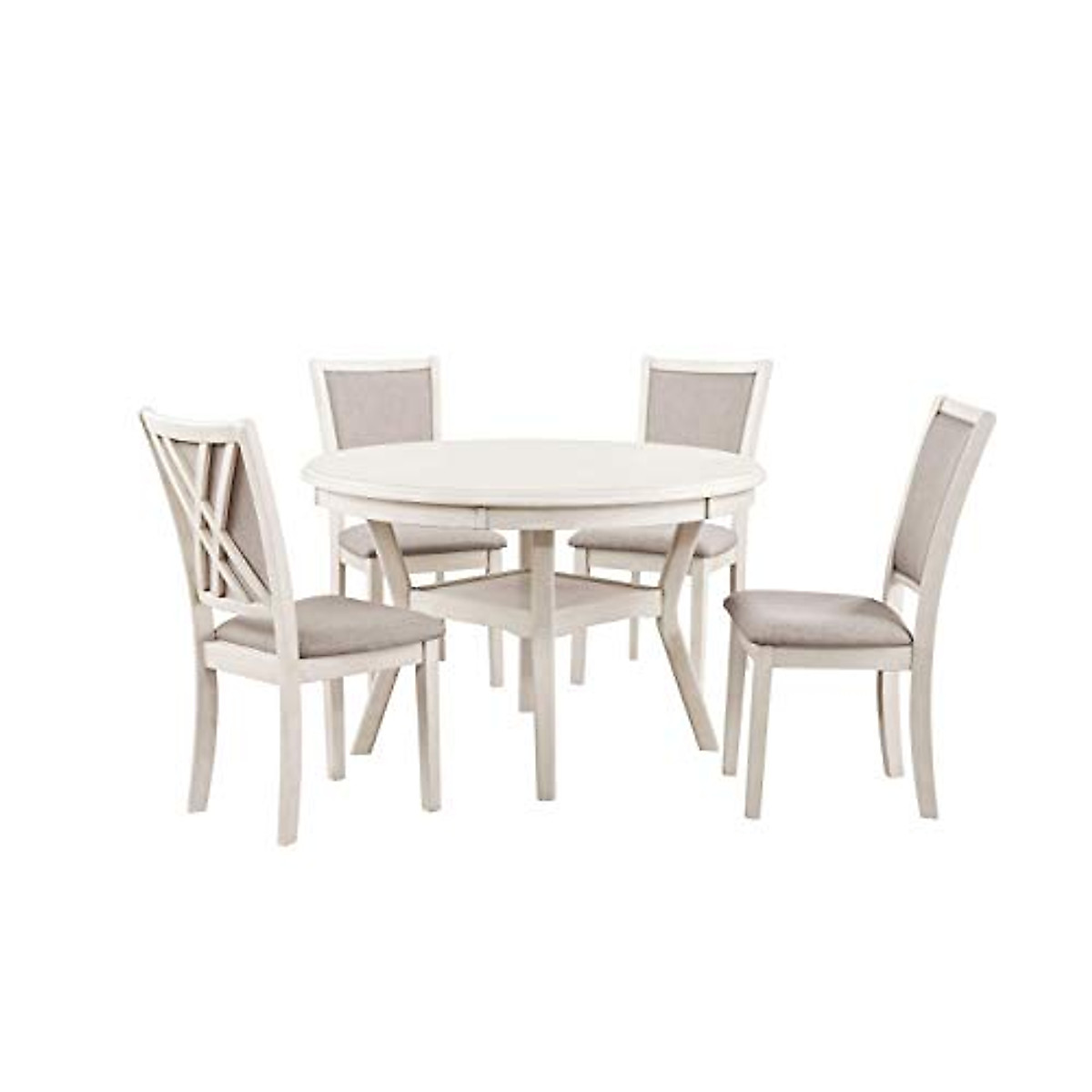New Classic Furniture Amy 5-Piece Dining Table Set, Beige and Brown
