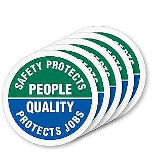 SmartSign Safety Protects People - Quality Protects Jobs Pack of 5 Hard Hat Labels | Retro-Reflective, 2" Circle