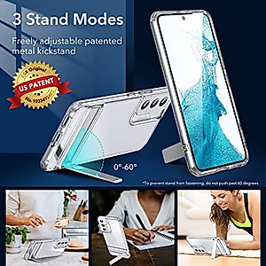 ESR Metal Kickstand Case Compatible with Samsung Galaxy S22 (6.1 Inch) (2022), Versatile Patented Kickstand, Crystal Clear Scratch-Resistant Back Cover, Clear