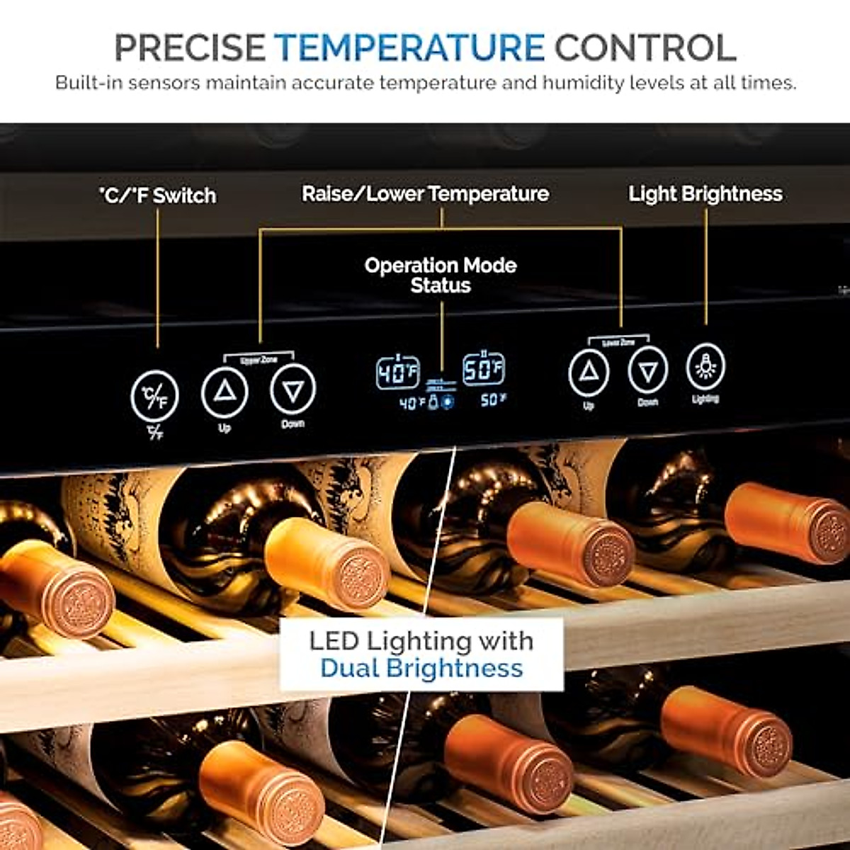 NewAir 24" Wine Cooler Refrigerator, Large 160 Bottle Built-in or Freestanding Dual Zone Wine Cellar in Stainless Steel with Precision Thermostat, and Full Extension Beechwood Shelves