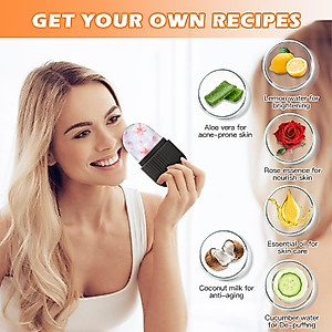 IMEASY Ice Roller for Face and Eye, Upgrated Ice Face Roller,Facial Beauty Ice Roller Skin Care Tools, Ice Facial Cube, Gua Sha Face Massage, Silicone Ice Mold for Face Beauty (Black)